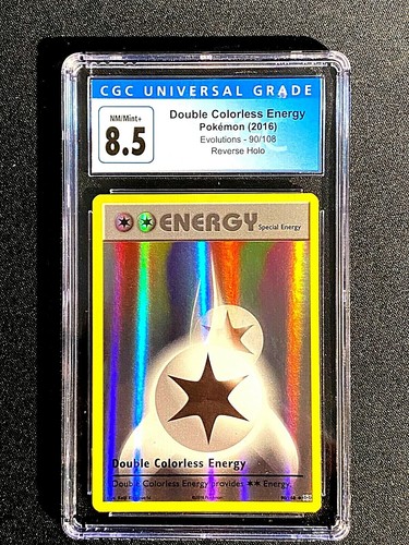 2016 DOUBLE COLORLESS ENERGY 90/108 CGC 8.5 REVERSE HOLO XY EVOLUTIONS ...