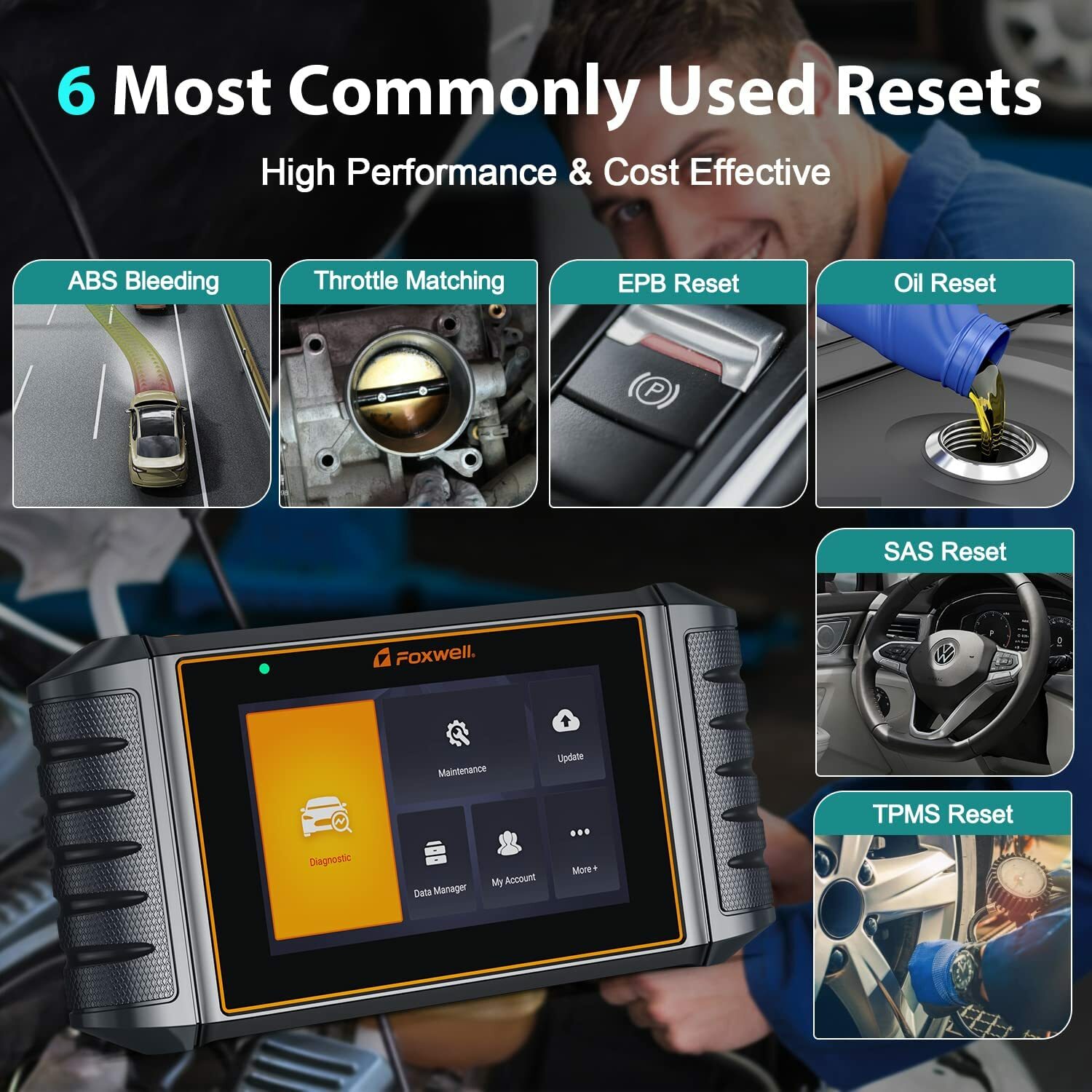 FOXWELL OBD2 Scanner Code Reader Car Diagnostic Tool TPMS Oil EPB SAS ...