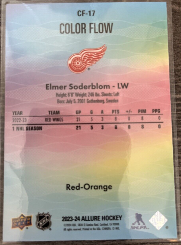2023-24 Allure Elmer Soderblom - Detroit Red Wings #CF-17 Color Flow ...