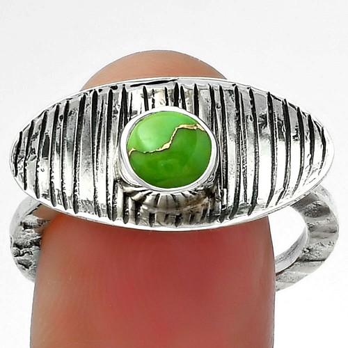 Copper Green Turquoise - Arizona 925 Sterling Silver Ring s.8.5 Jewelry ...