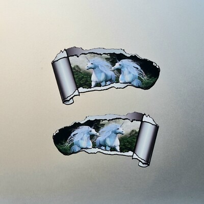 2x Unicorns Mythical Ripped Metal Slash Vinyl Sticker Decal For Car ...