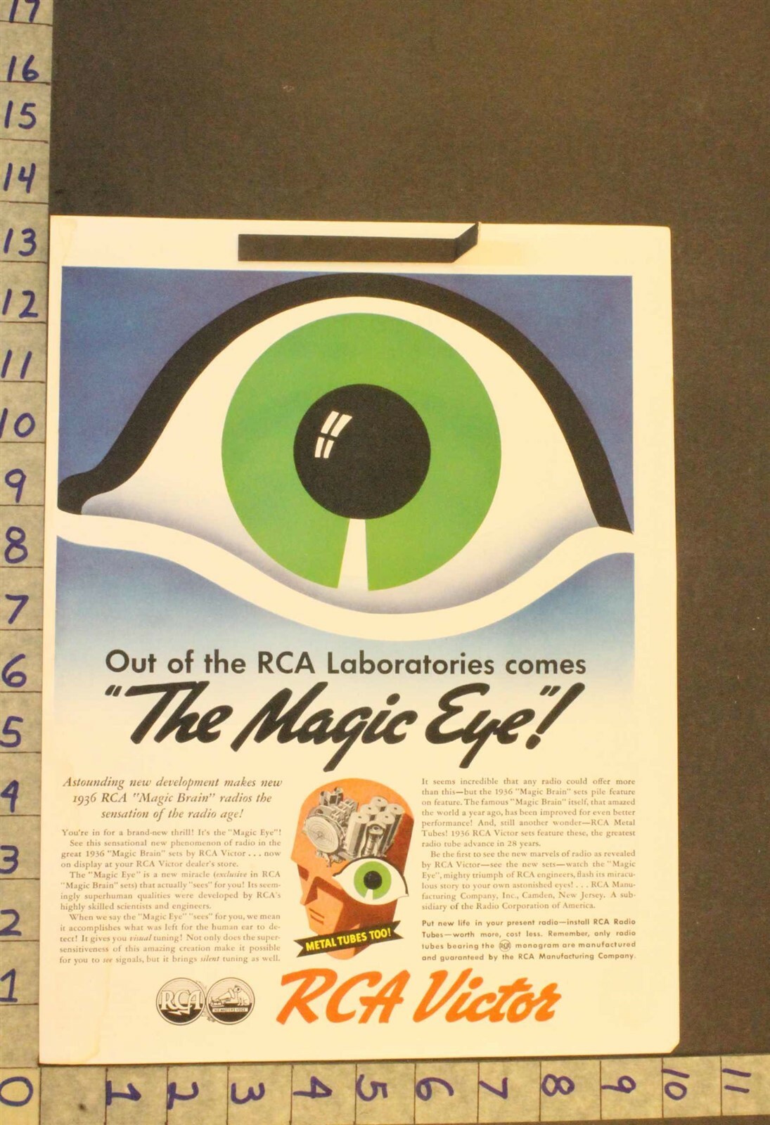 1935 RADIO RCA VICTOR MAGIC EYE BRAIN COMPUTER TELEGRAPH MUSIC CAMDEN ...