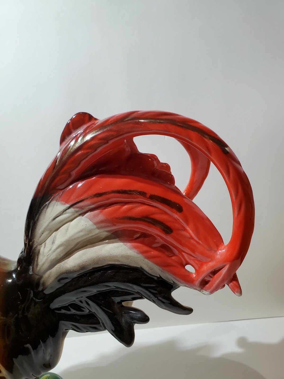 Large Ceramic Glazed Hand Painted Red Rooster Statue Figurine 15" Tall ...