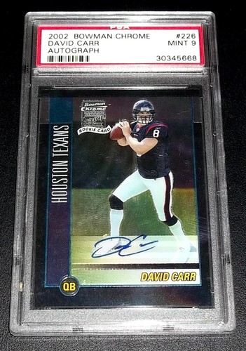 PSA 9 Mint Rc David Carr Auto 2002 Bowman Chrome #226 Rookie Signed ...