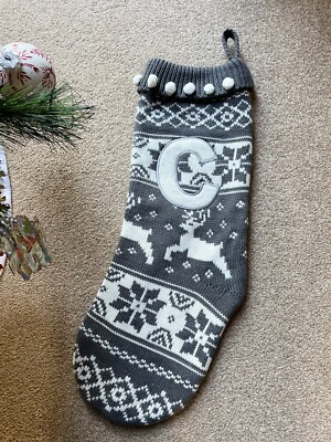 Matalan Knitted Christmas Stocking Letter/Initial C | eBay UK