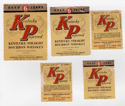 KP Kentucky Preferred Anderson County Tyrone Kentucky 4 whiskey labels ...