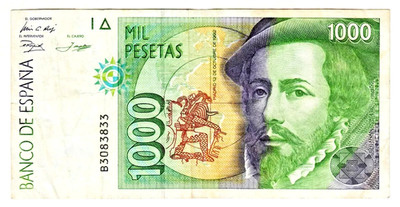 1992 Spain 1000 Pesetas Paper Banknote Money Currency Very Good ...