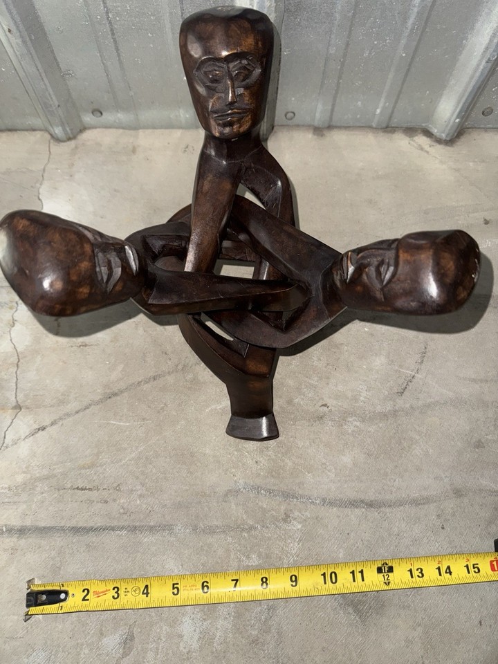 Vintage African Art Hand Carved 3 Wooden Interlocking Unity Tribal ...