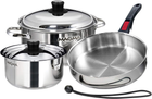 7 Piece Gourmet Nesting Stainless Steel Cookware Set, Induction ...