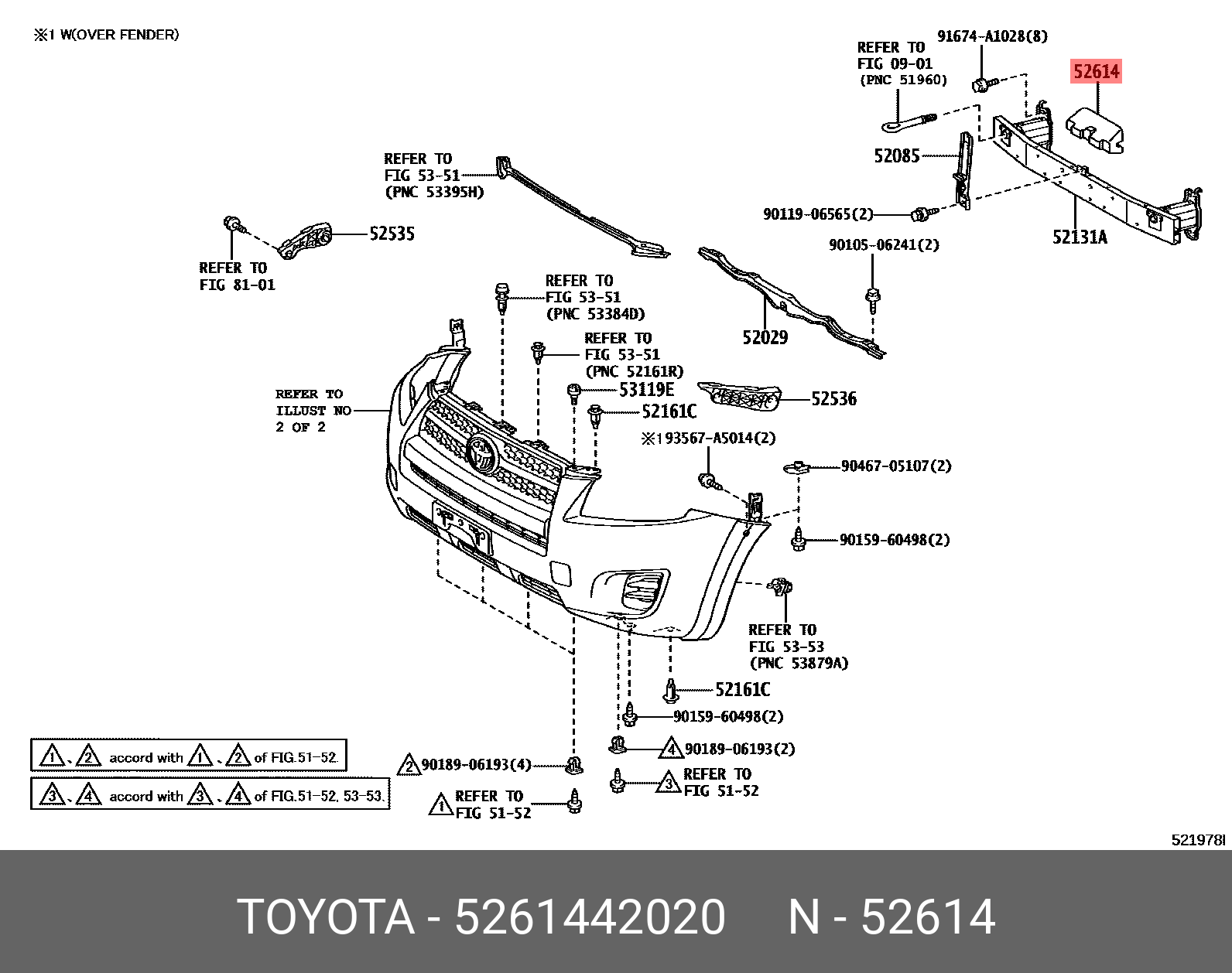 Genuine OE bumper energy absorber, 5261442020 for TOYOTA 52614-42020 | eBay