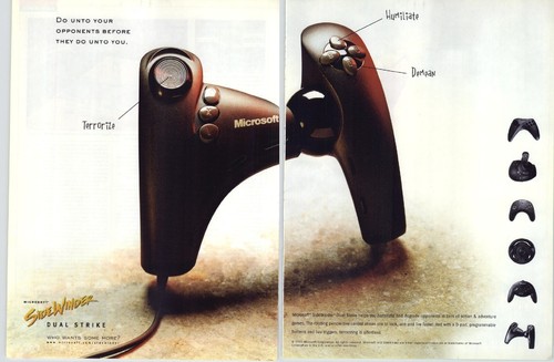1999 Microsoft Sidewinder Dual Strike Game Controller Promo Art Vintage ...