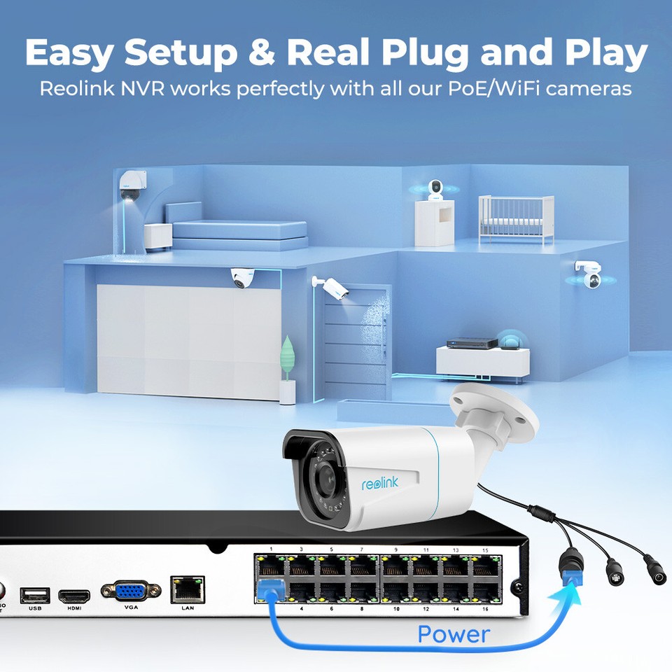 Reolink 16CH NVR 16MP PoE Video Recorder 4TB HDD for Home Security ...