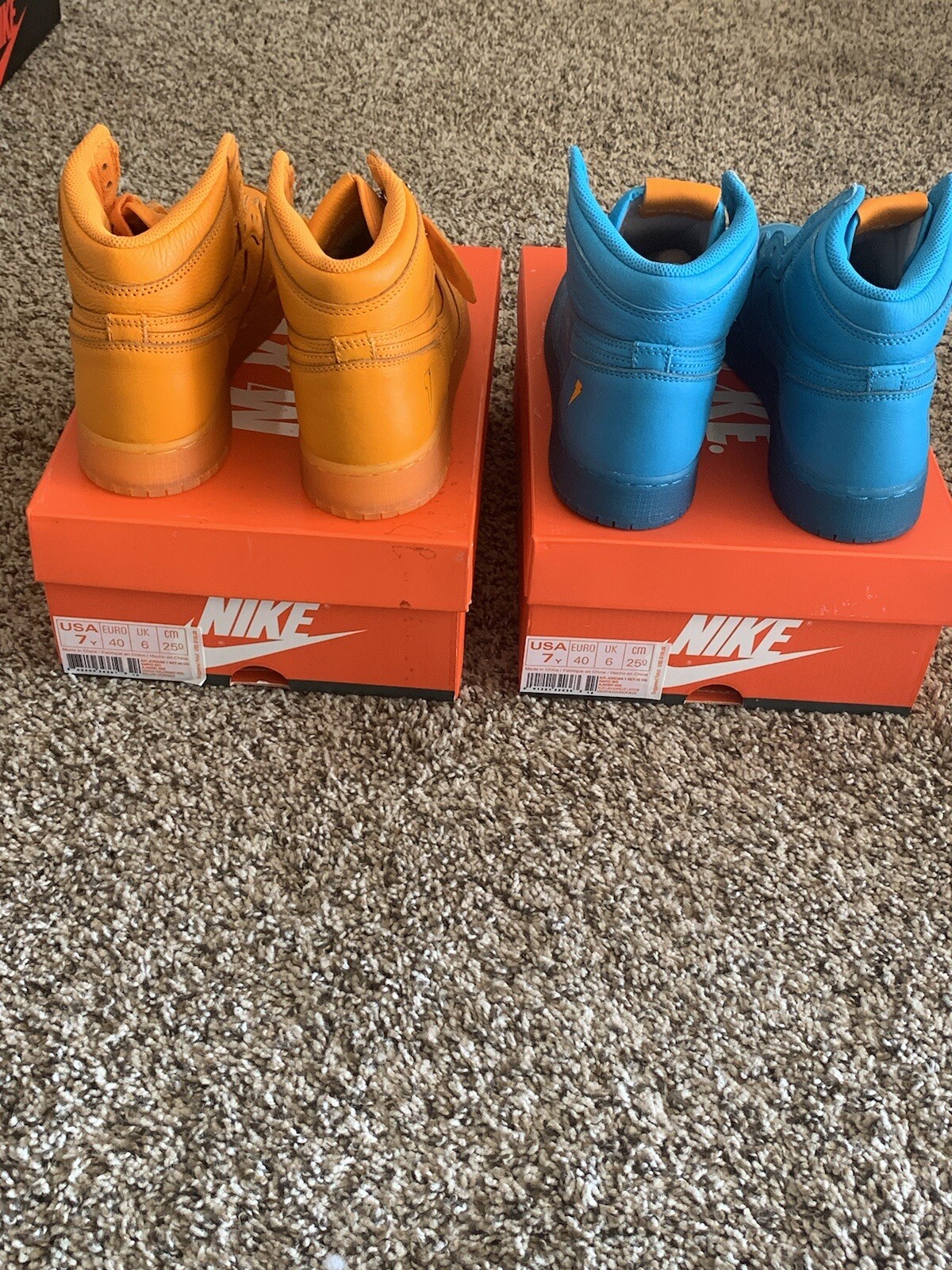 Size 7 - Air Jordan 1 Retro OG G8RD High Orange Peel/blue lagoon combo ...