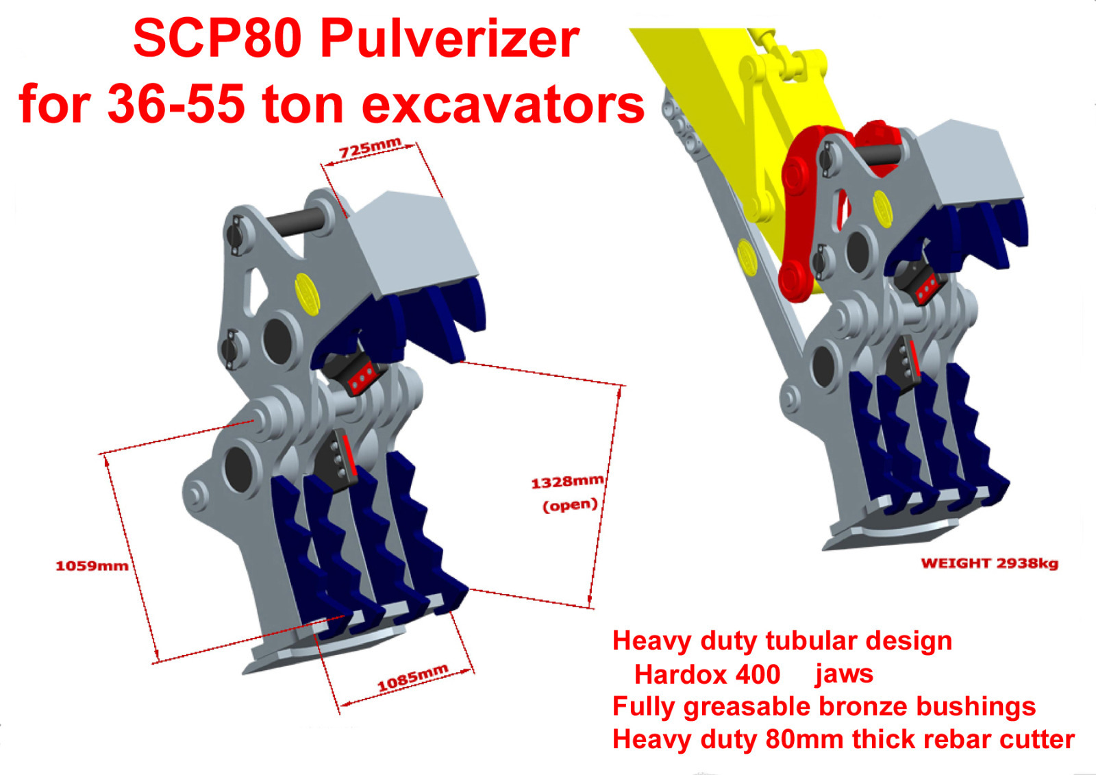 Strickland Excavator Concrete Pulverizer / Concrete Muncher model CP80 ...