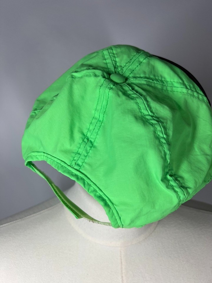 Vintage Cap Sac Hat Adult Adjustable Neon Green Pink & Purple Pouch ...