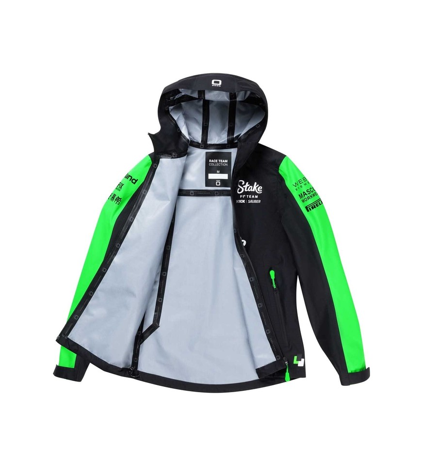 Stake F1 Kick Sauber 2024 Women's Team Rain Jacket - Black | eBay