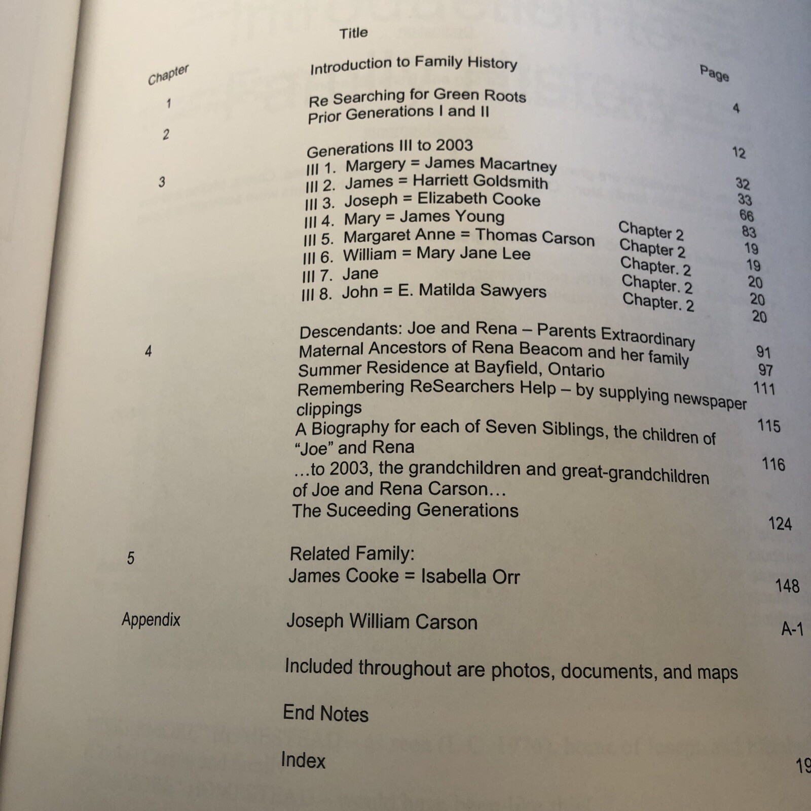 Family History of Joseph Carson Cormore Ireland Macartney Cooke Sawyers ...