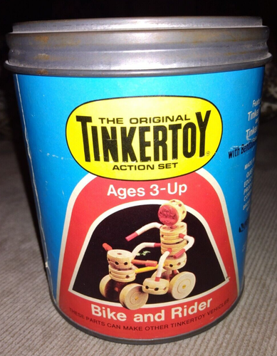 VINTAGE TINKERTOY CAN ONLY W/LID BIKE & RIDER TINKER TINA & TIM 50s60s ...