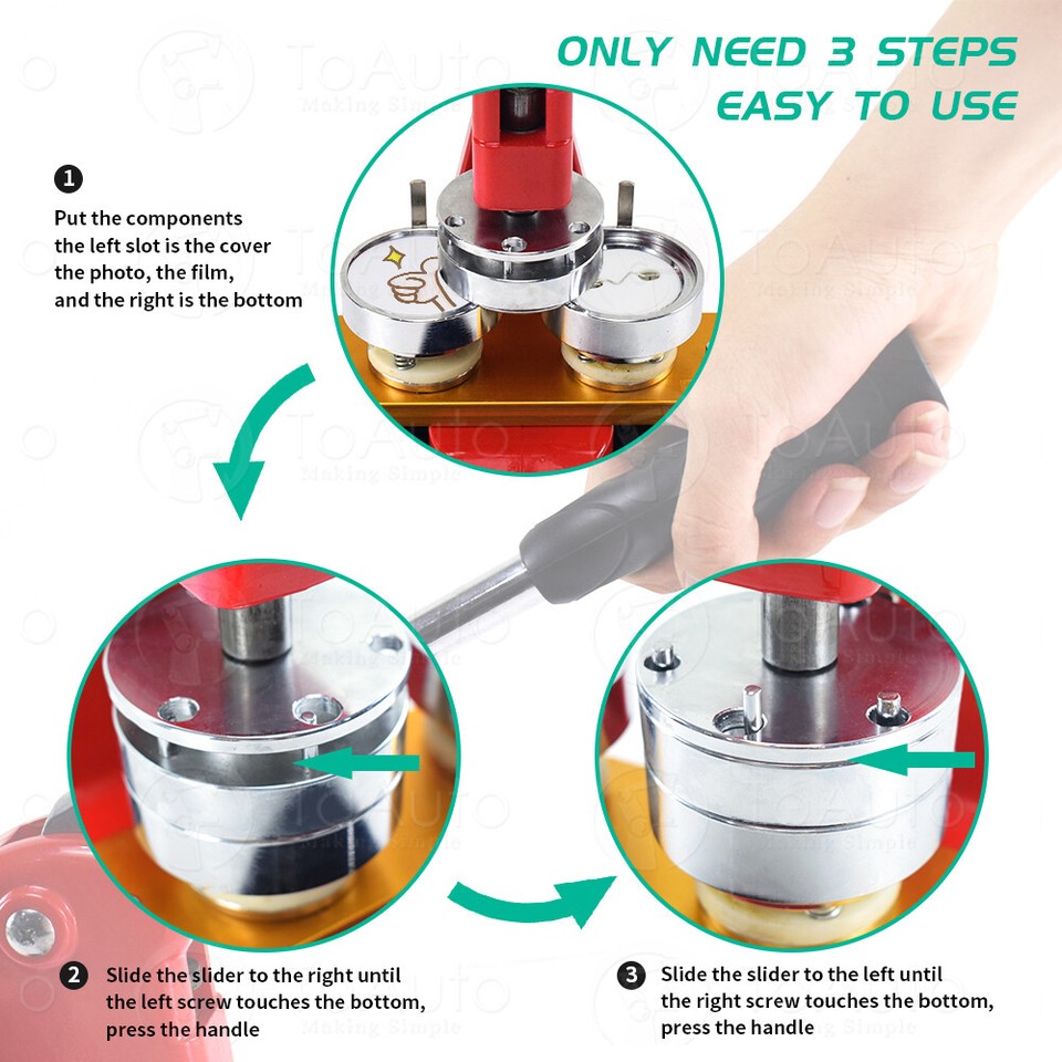 58mm Badge Button Maker Hand Punch Press Aluminum Slide Manual Making ...