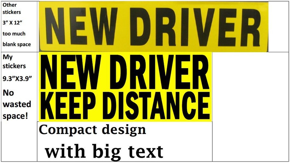 2X New Driver Keep Distance sign bumper sticker for student driver NOT ...