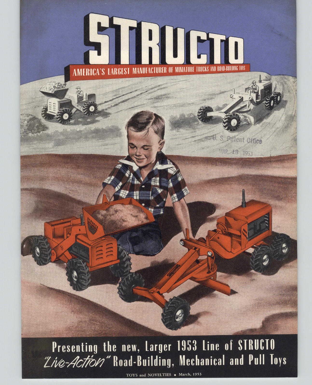 1953 PAPER AD 8 PG Structo Toy Trucks Road Grader Rocker Steam Shovel ...