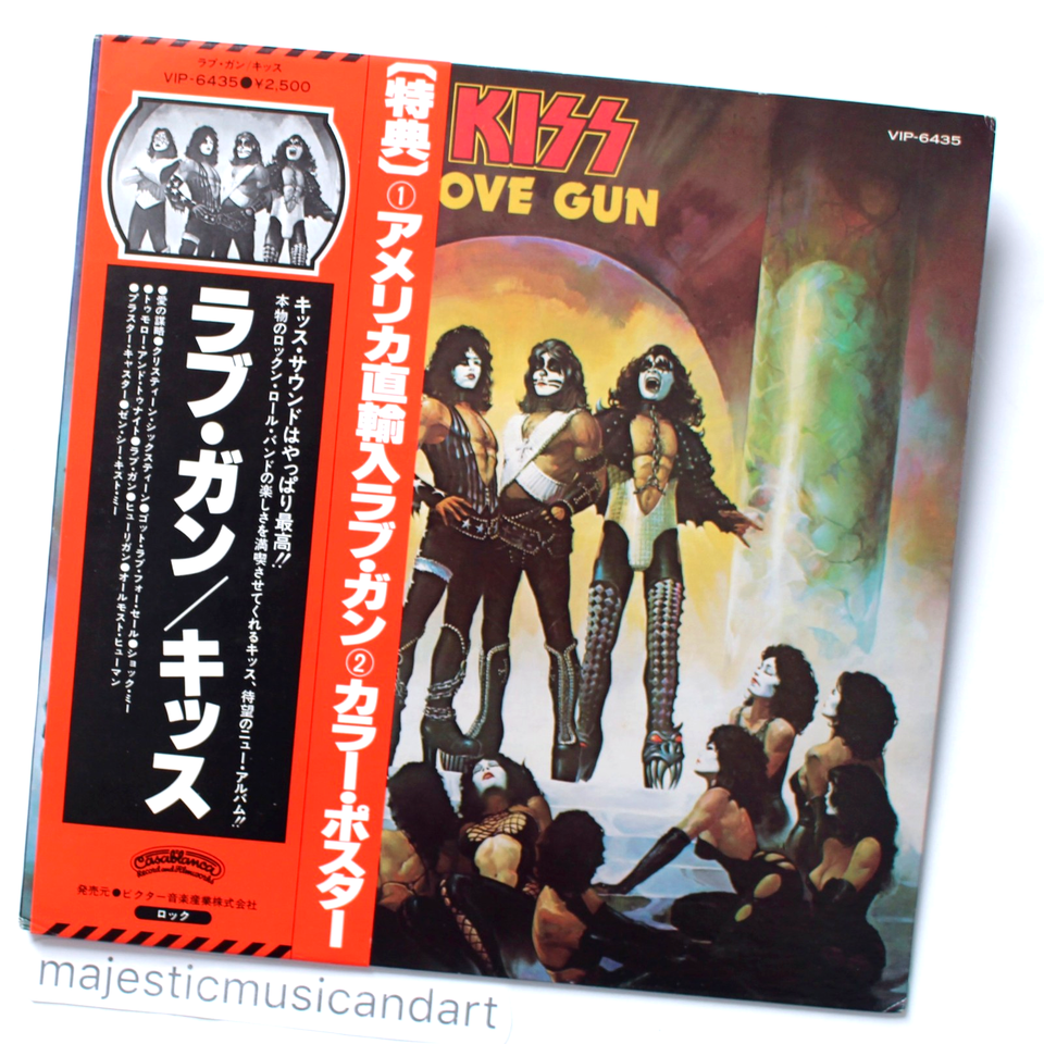 ORIGINAL 1977 RARE BAND LABEL KISS LOVE GUN VINYL LP INSERT OBI ACE ...
