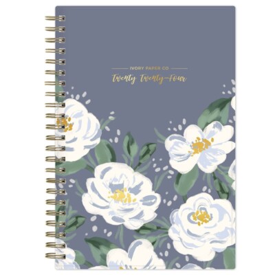 Ivory Paper Co 2024 Planner 8"x5" Weekly/Monthly Wirebound Celine Navy ...