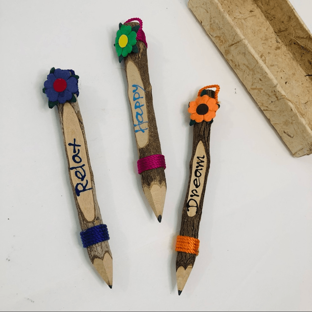 decorated pencil wood favors of graphite wooden tree rustic twig ...