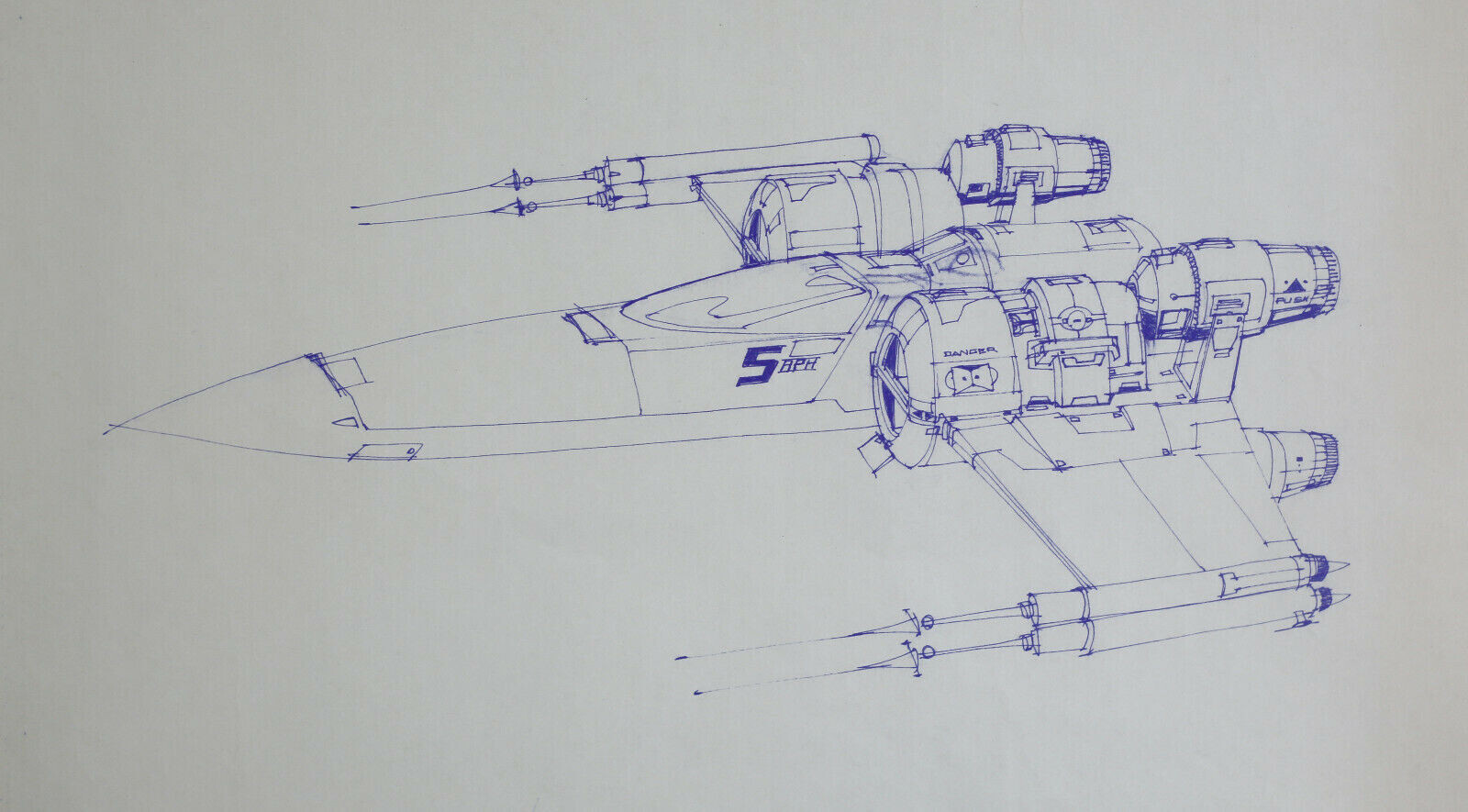 VINTAGE STAR WARS Joe Johnston X-Wing Blueprint Production Used Copy ...
