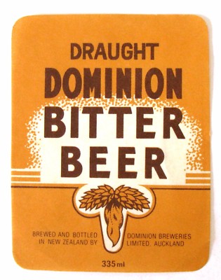 Dominion Breweries DOMINION BITTER BEER - DRAUGHT beer label 335ml NEW ...