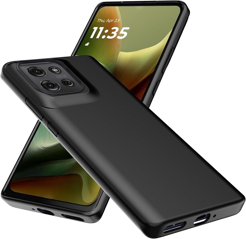 For Motorola Moto G56 Case, Slim Silicone Gel Phone Cover Matte Black ...