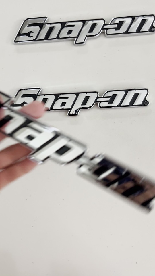 SNAP-ON Tool Box Logo Emblem Chrome Silver Badge Decal 8" Inch Long ...