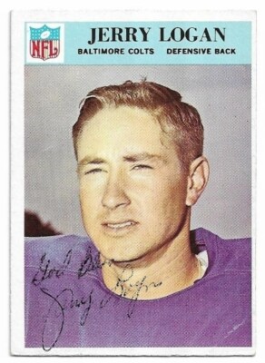 JERRY LOGAN 1966 Philadelphia Signed Autographed card #17 Baltimore ...