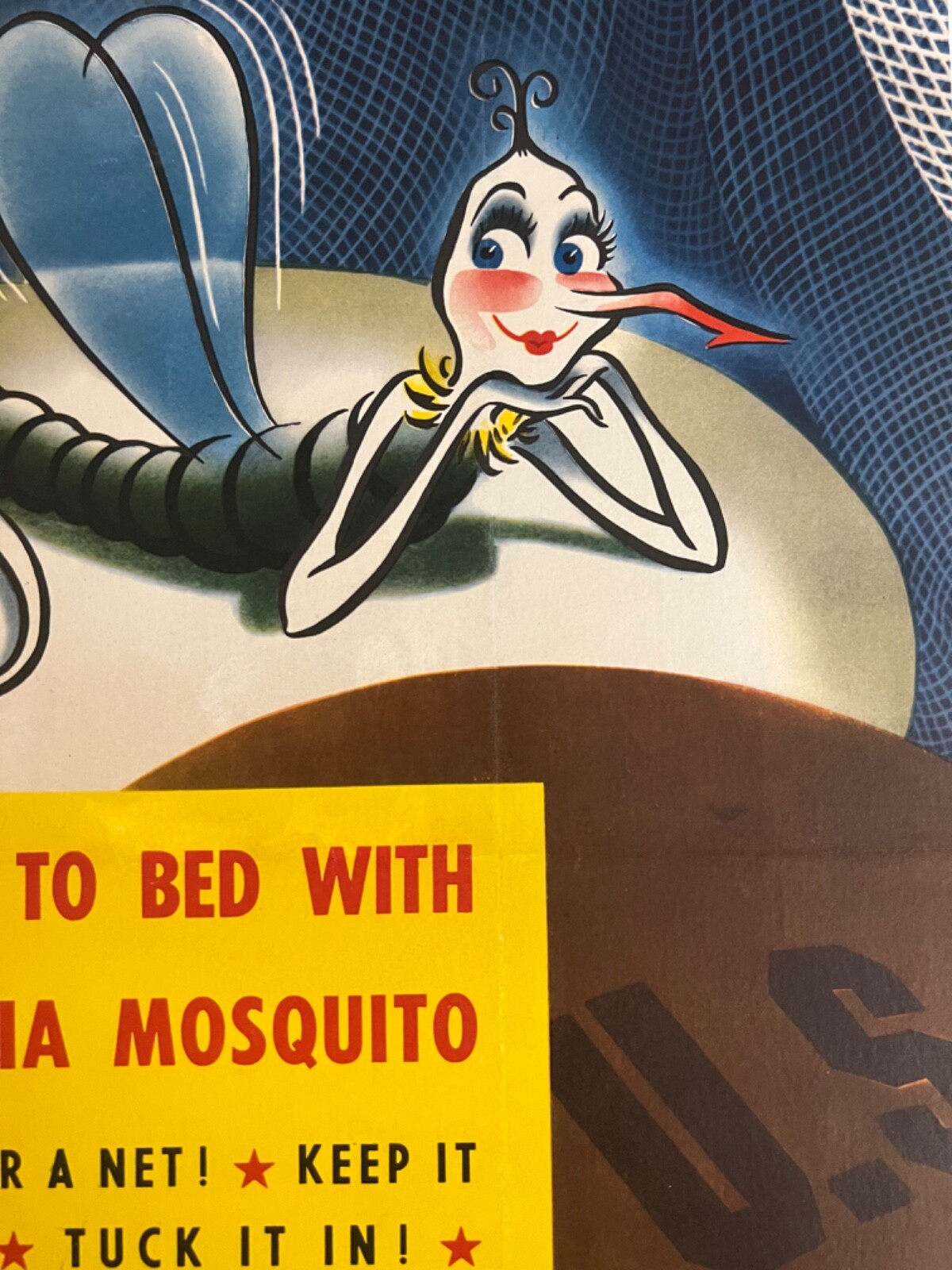 WWII WW2 Original War Poster Dr. Seuss Don't go to Bed with a Malaria ...