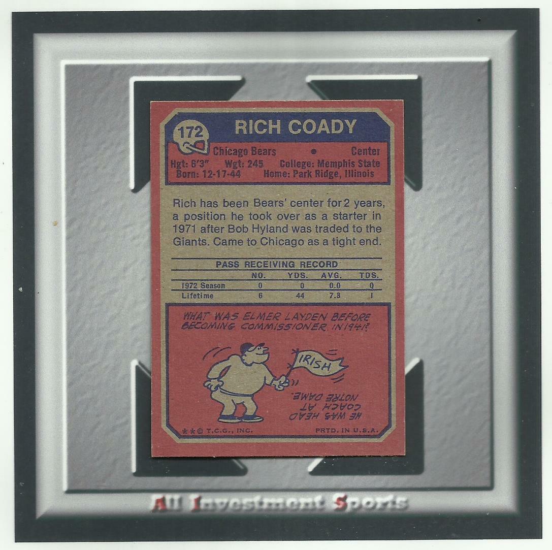 1973 Topps RICH COADY #172 MINT **Fabulous football card** TD87 | eBay