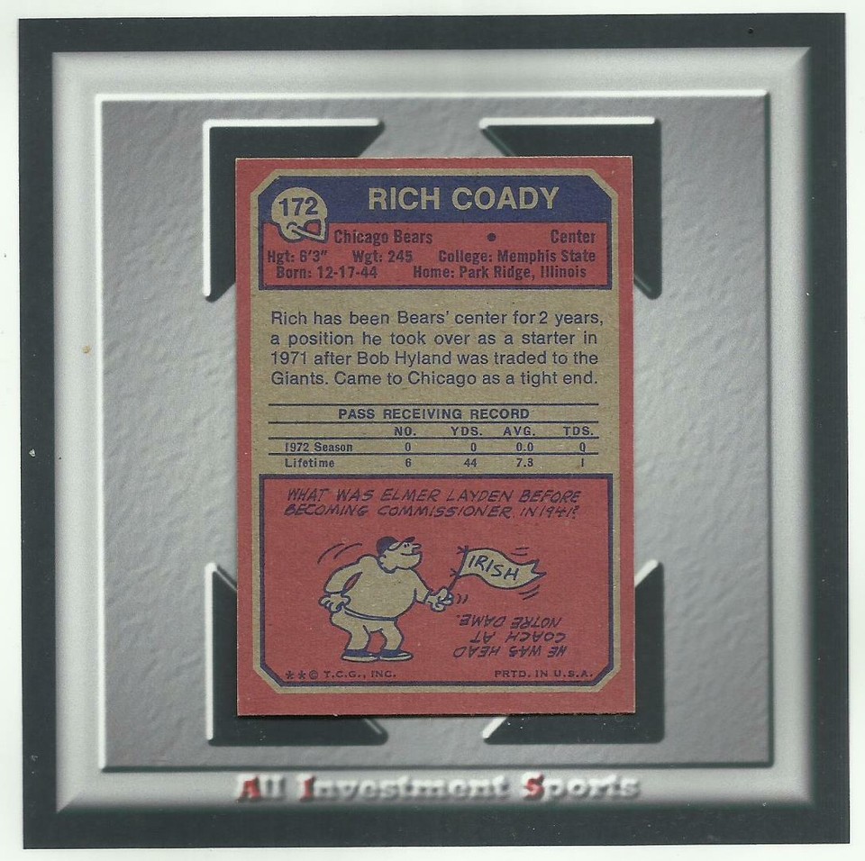1973 Topps RICH COADY #172 MINT **Fabulous football card** TD87 | eBay