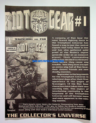 Riot Gear Triumphant Comics 1993 Trade Print Magazine Ad Poster ADVERT ...