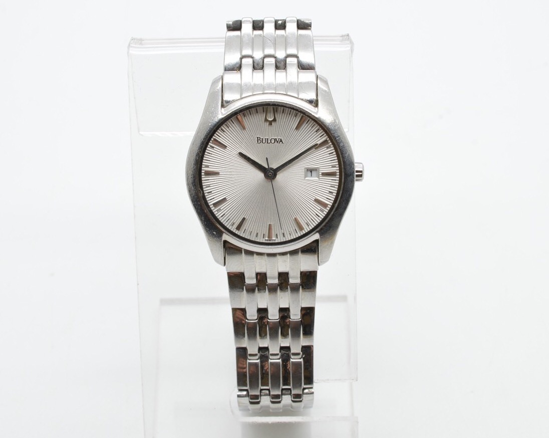 Ladies Bulova Watch Stainless Steel Sunburst Dial Face Model C877677 ...