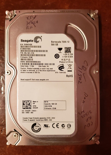 Seagate ST3500418AS 500GB, Internal 7200 RPM 3.5" Hard Drive Storage ...