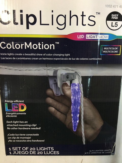 Gemmy LED LightShow ColorMotion Icicle Cliplights 1 Set of 20 Lights ...