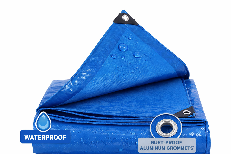Heavy Duty Blue Poly Tarp Waterproof Outdoor Cover Multiple Sizes 100 ...