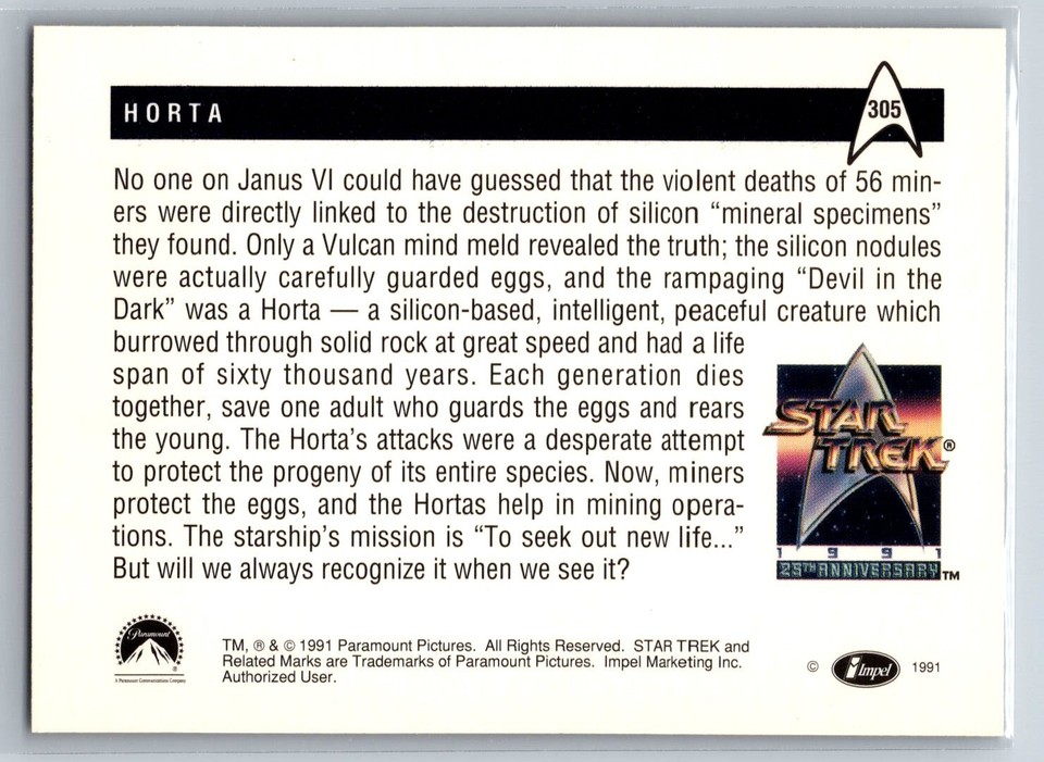 1991 Impel Star Trek 25th Anniversary Horta #305 | eBay