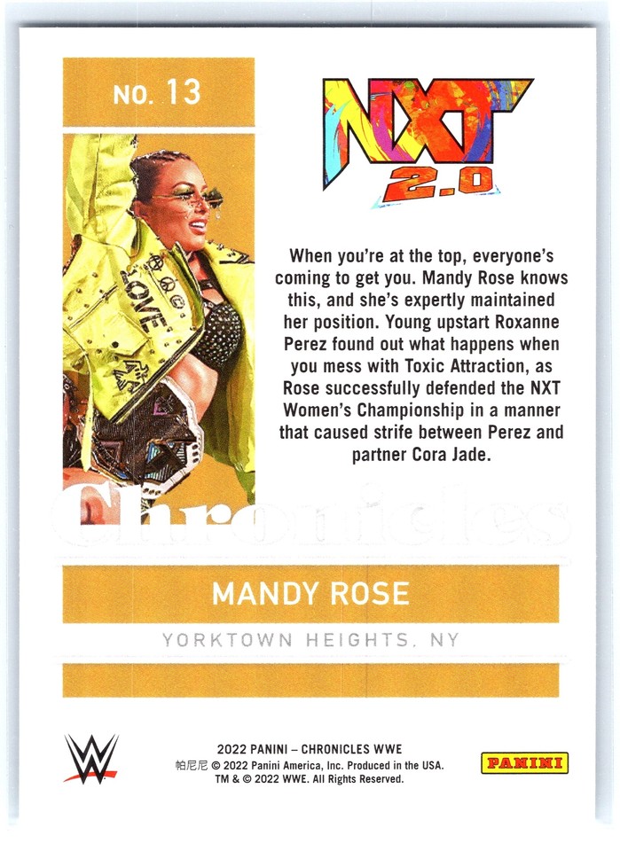 2022 PANINI CHRONICLES WWE #13 MANDY ROSE CHRONICLES Mint-NR-Mint | eBay