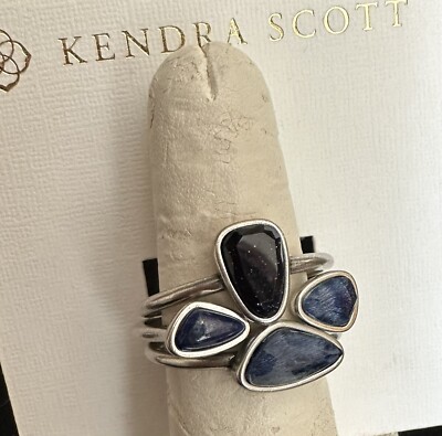 Kendra Scott Ivy Ring Set Of 3 Stackable Rings Silver Color/Blue Size 7 ...