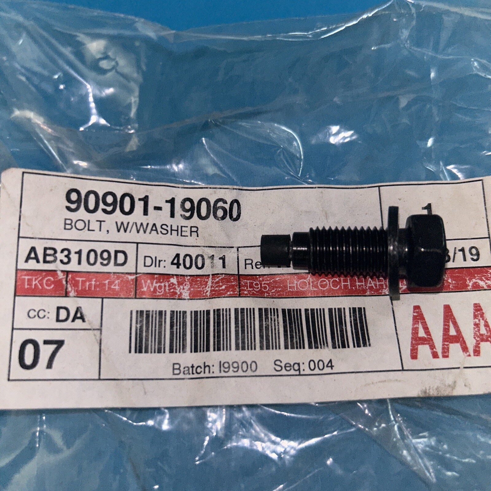 NEW OEM Genuine Toyota Bolt with Washer 90901-19060 (B3) | eBay