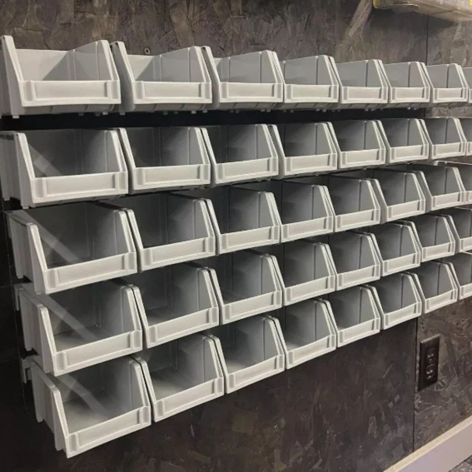 20 Bins Rail Mount Stackable Parts Storage Organizer Shop Bins Screws ...