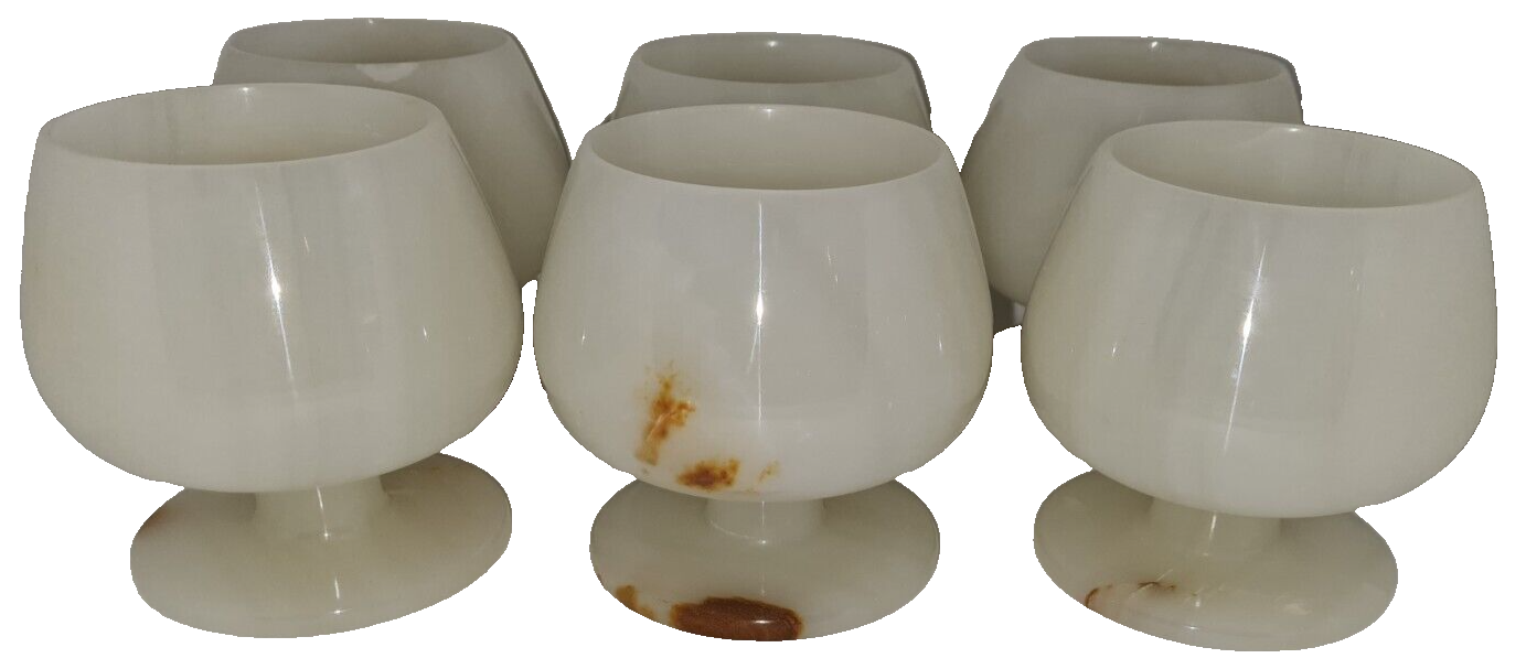 Handmade Natural White Onyx Wine Goblets - Set of 6, 4" x 4" x 4", Cap ...