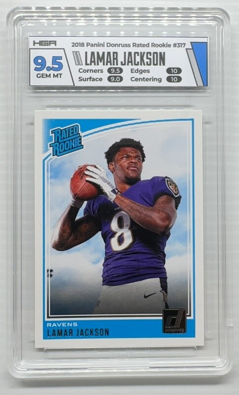 2018 Panini Donruss Lamar Jackson Rated Rookie Card RC #317 HGA 9.5 GEM ...