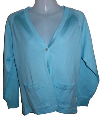VINTAGE ‘Bromley’ Blue Long Sleeve Knit Cardigan Size 14 Large L - Made ...