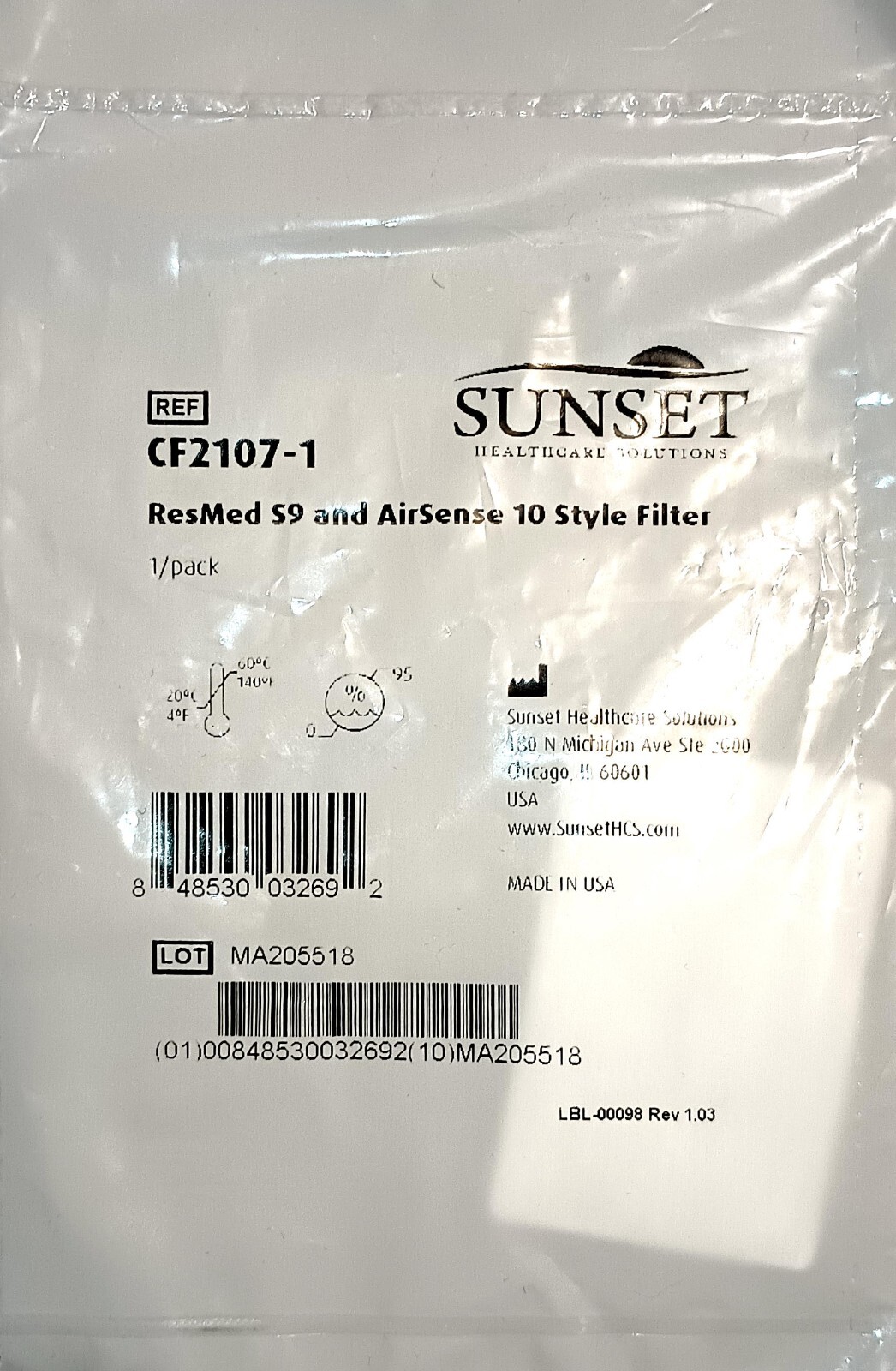 CF2107-1 - New filter for Resmed S9 &Airsense 10 CPAP Machines + FREE ...
